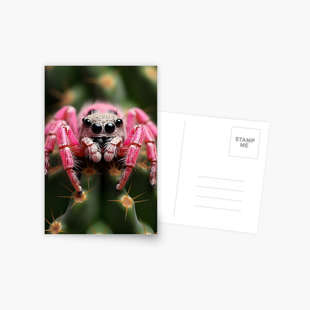 "Cute pink jumping spider on a cactus, macro " Poster for Sale by Plant ...