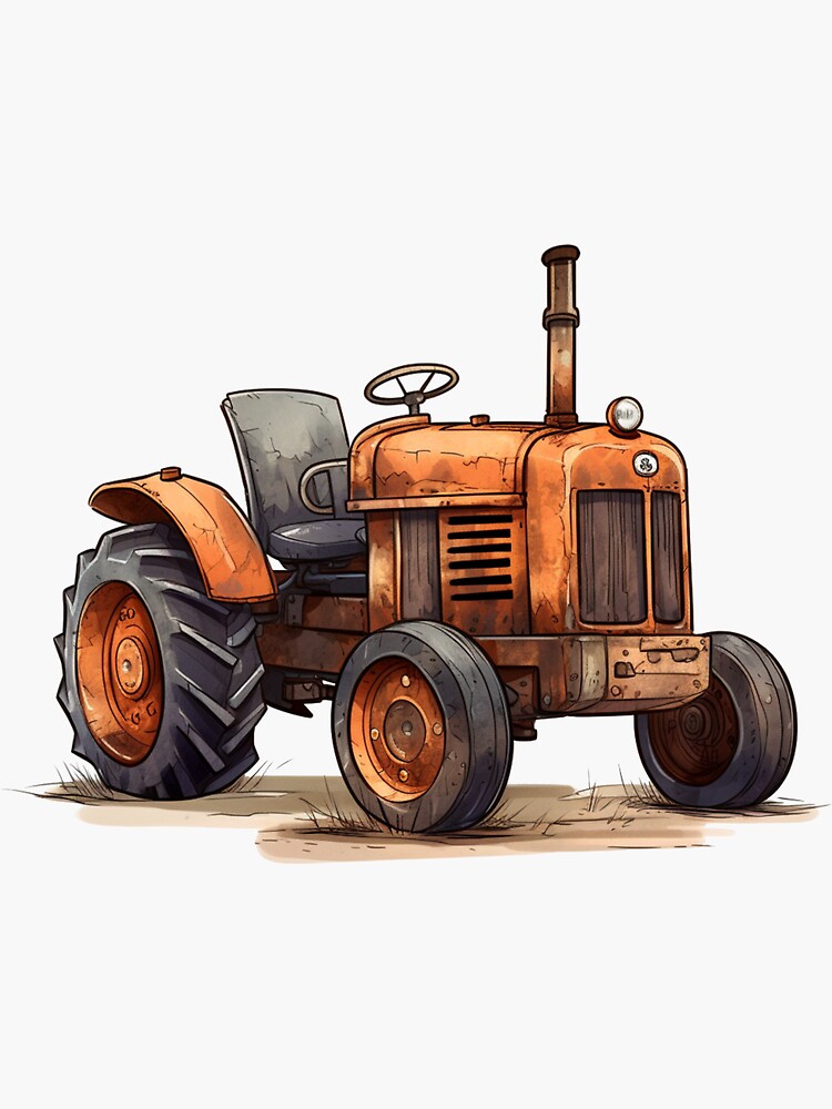"Old Tractor Cartoon Style" Sticker for Sale by jenmountainen | Redbubble