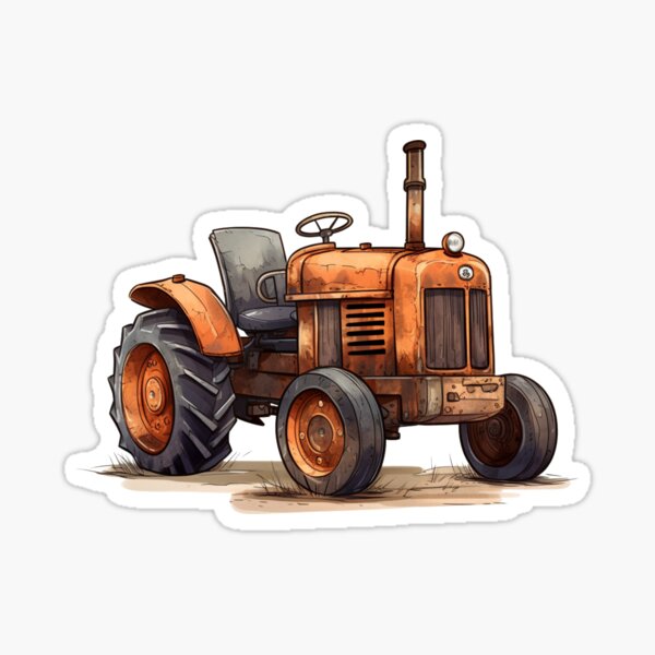"Old Tractor Cartoon Style" Sticker for Sale by jenmountainen | Redbubble