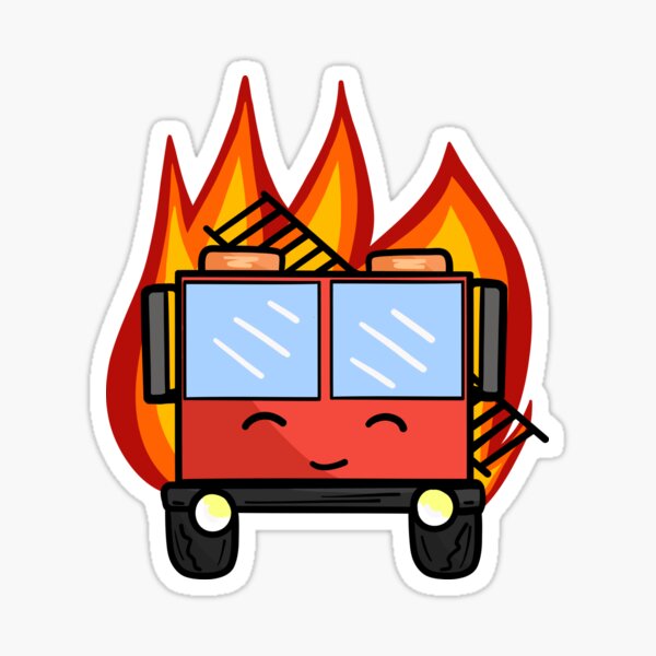 "Fire Engine (on fire)" Sticker for Sale by Sparkleweather | Redbubble