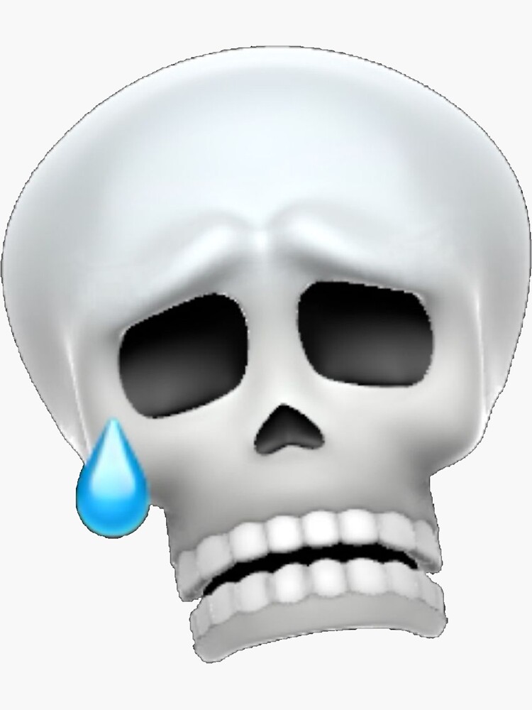 "Skeleton Skull Emoji Memoji Apple Sad meme funny silly" Sticker for ...