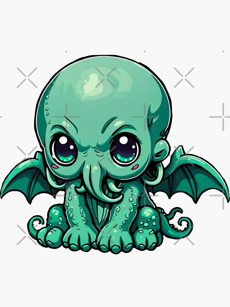 "Chibi Cthulhu Delight - Adorable Lovecraftian Cartoon Design" Sticker ...
