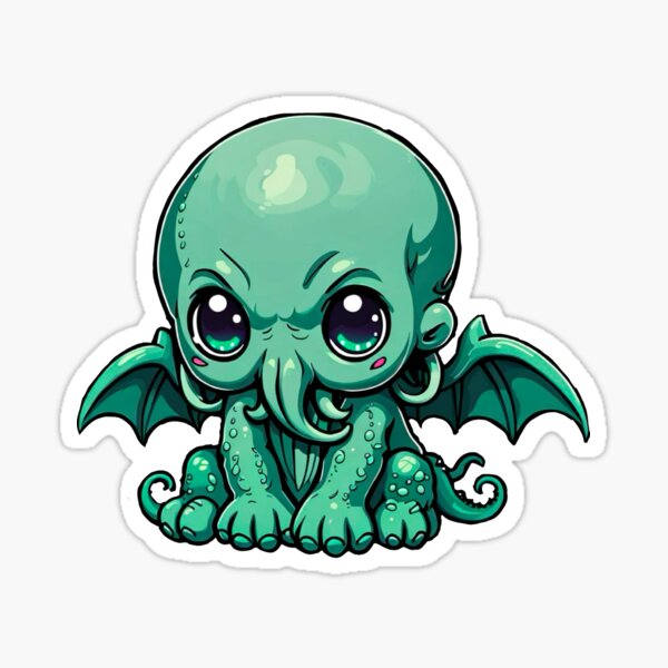"Chibi Cthulhu Delight - Adorable Lovecraftian Cartoon Design" Sticker ...