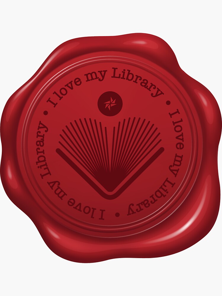 "I Love My Library Wax Seal" Sticker for Sale by ALIA Merchandise ...