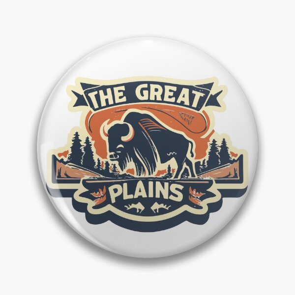 "Vintage Bison and The Great Plains" Pin for Sale by NiftyWrx | Redbubble