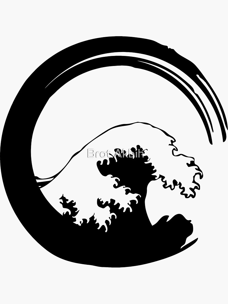 "Enso zen circle with The great wave of Kanagawa" Sticker by DeLaFont ...