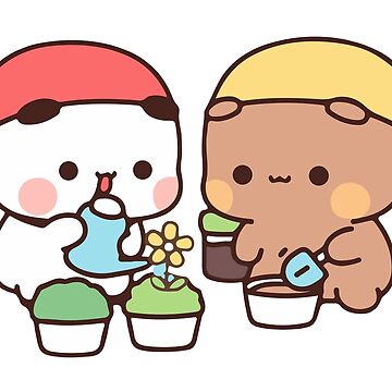 "Bear DuDu and BuBu Panda planting flowers" Sticker for Sale by Pandety ...