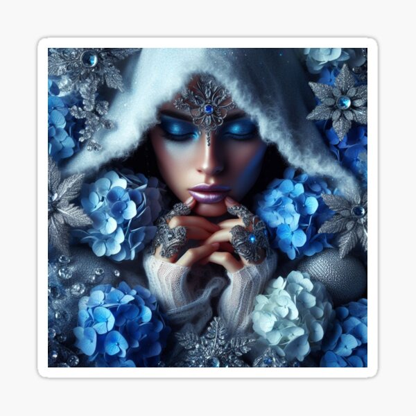 "Mystery woman in hydrangea’s (1)" Sticker for Sale by Gen-Whimsy | Redbubble