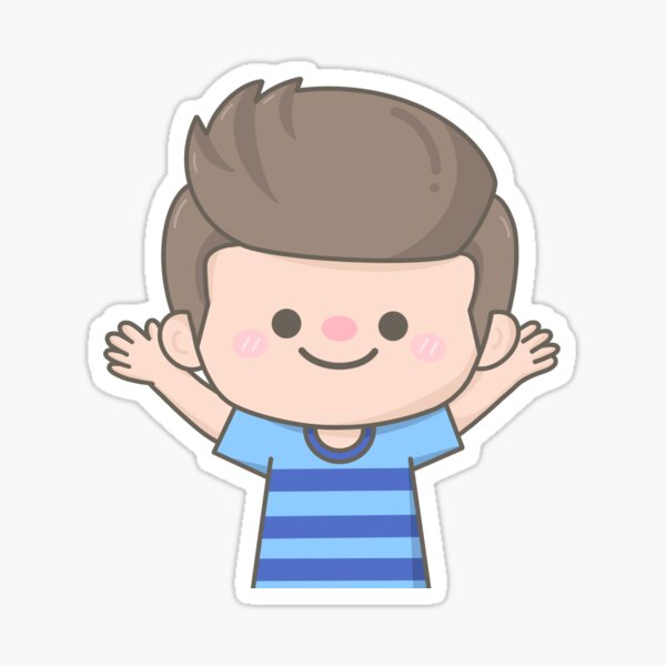 "Cute little boy raised both hand up" Sticker for Sale by nuchz | Redbubble