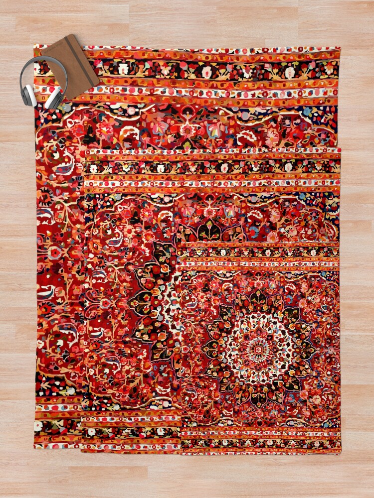 "Antique Floral Persian Rug Pattern" Throw Blanket for Sale by bragova ...