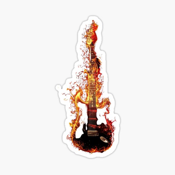 "Electric Guitar in Flames" Sticker for Sale by kitidach-create | Redbubble
