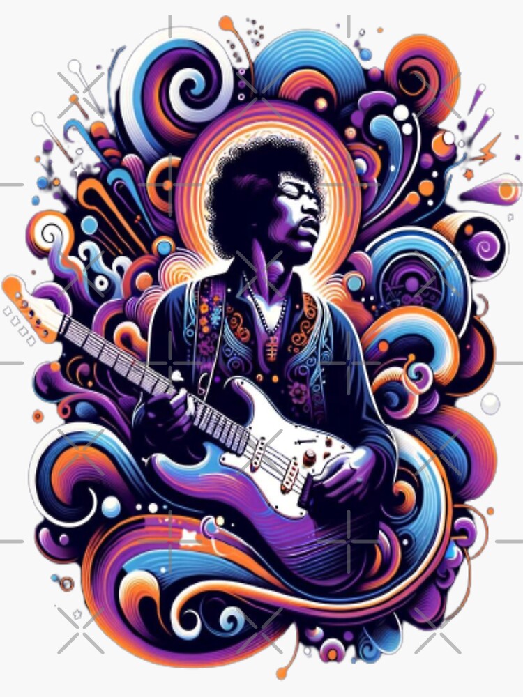 "Psychedelic Strings - Hendrix Inspired Abstract" Sticker for Sale by ...