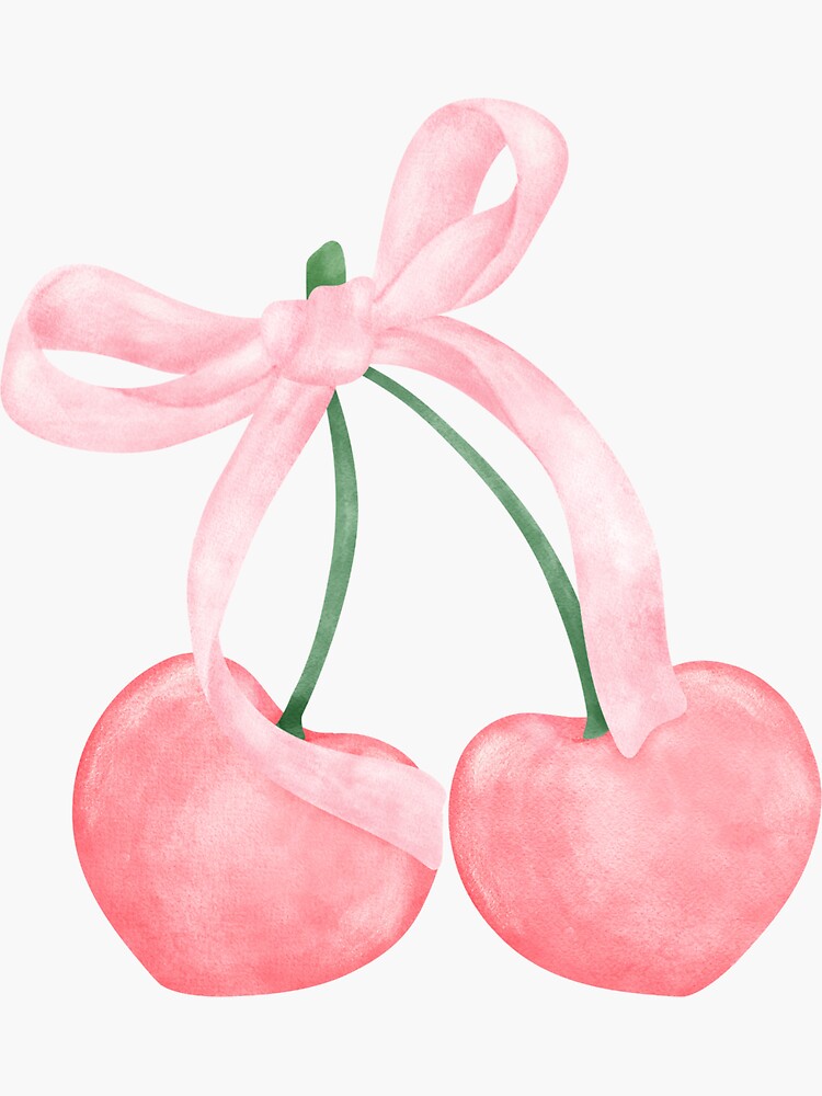 "Coquette pink cherries" Sticker for Sale by ccmde | Redbubble