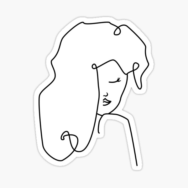 "Line art woman's face" Sticker by MyMaryDesign | Redbubble
