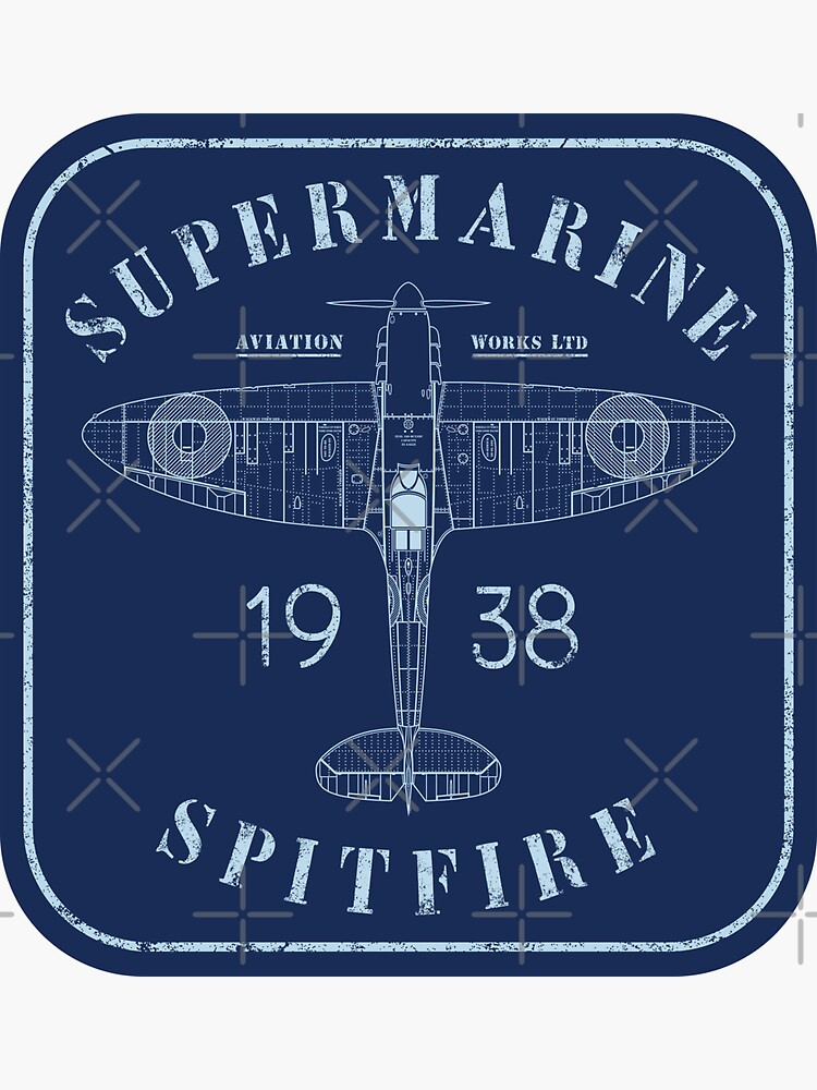"Spitfire Blueprint" Sticker for Sale by 909Apparel | Redbubble