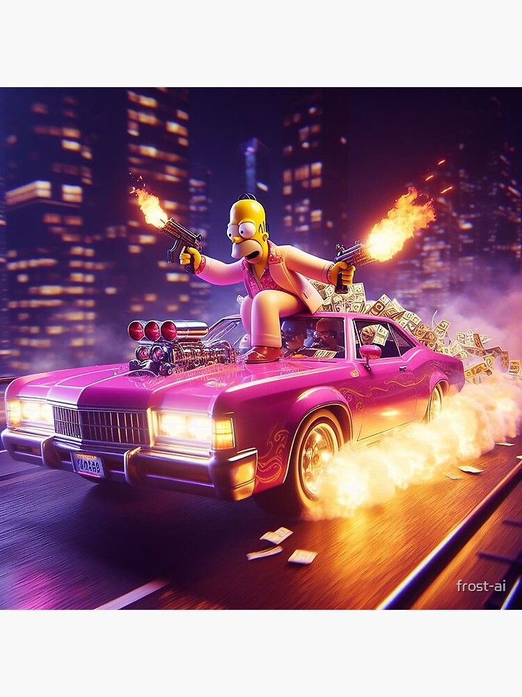 "Scarface x Homer: Cuban Car Chase" Art Board Print for Sale by frost ...