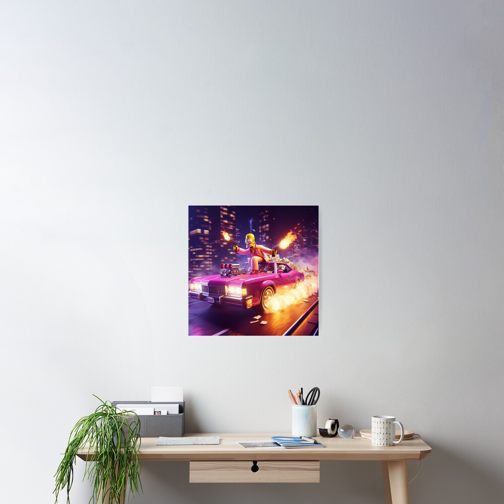 "Scarface x Homer: Cuban Car Chase" Art Board Print for Sale by frost ...