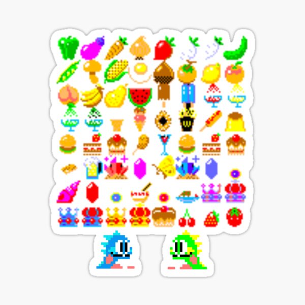 "Bubble Bobble Food Items" Sticker for Sale by Circuit-Breaker | Redbubble