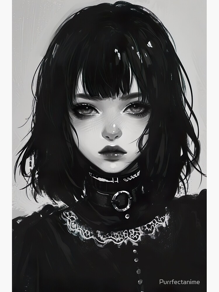 "Sad 90s Style Goth Anime Girl Portrait Art " Photographic Print for ...