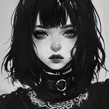 "Sad 90s Style Goth Anime Girl Portrait Art " Photographic Print for ...
