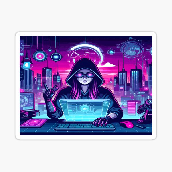 "Anime Girl Futuristic Desk Mat Aesthetic" Sticker for Sale by ...