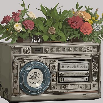 "Vintage Radio with Beautiful Flowers " Sticker for Sale by ...