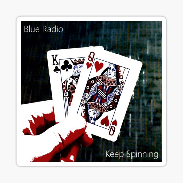 "Blue Radio - Keep Spinning (with script)" Sticker for Sale by Sam ...