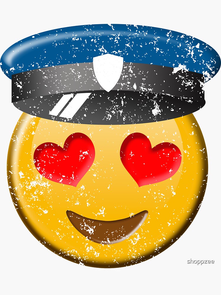 "Funny Police Emoji In Love Police Wife Shirt Police T Shirt" Sticker ...