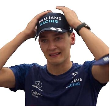 "George Russell crying meme sticker" Sticker for Sale by harriiiboo ...