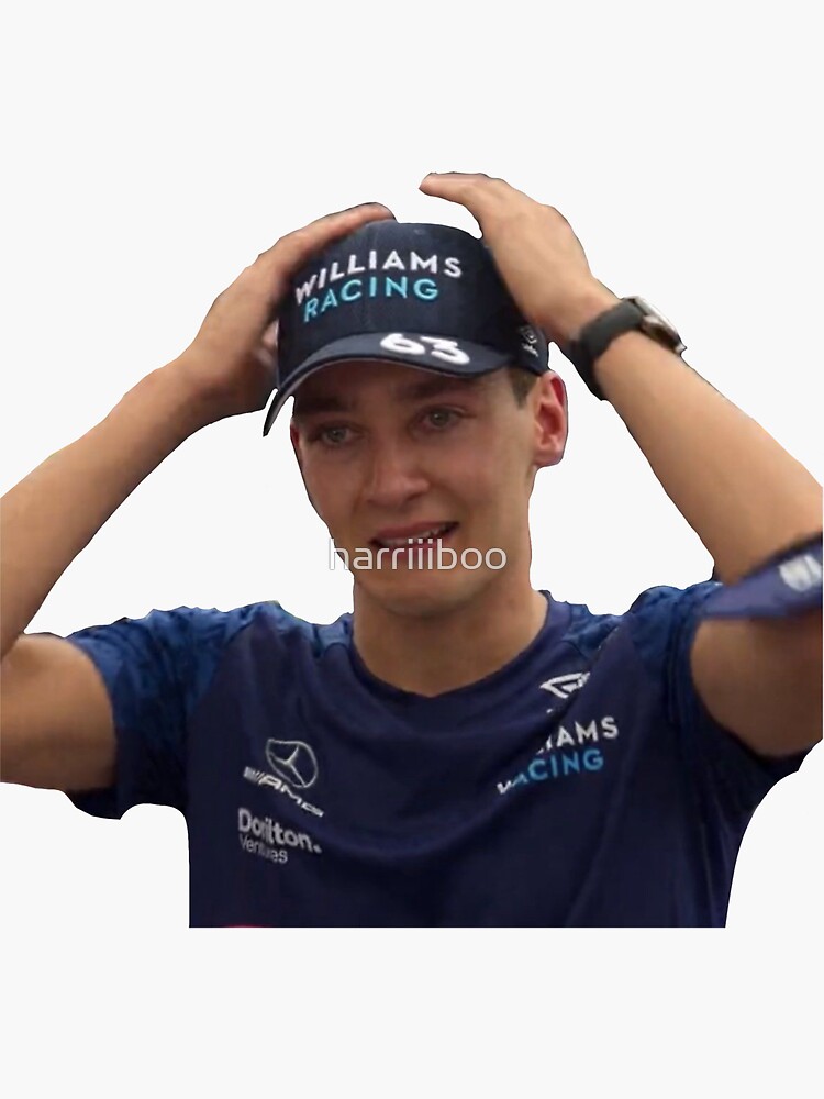 "George Russell crying meme sticker" Sticker for Sale by harriiiboo ...