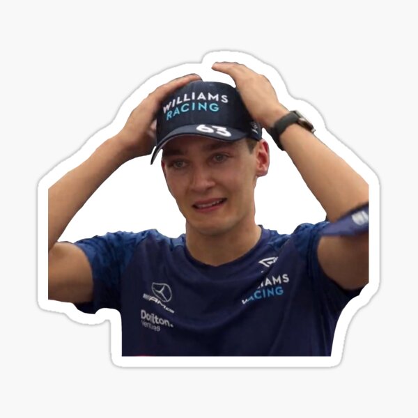 "George Russell crying meme sticker" Sticker for Sale by harriiiboo ...
