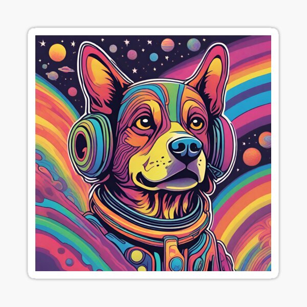 "space dog" Sticker by sophiToon | Redbubble