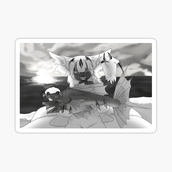 "Faputa with Fish" Sticker for Sale by Moonclaw32 | Redbubble