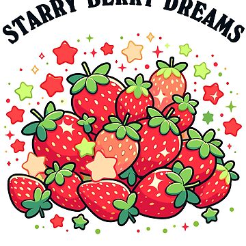 "Strawberries And Starry Berry Dreams Cartoon Style" Poster for Sale by ...