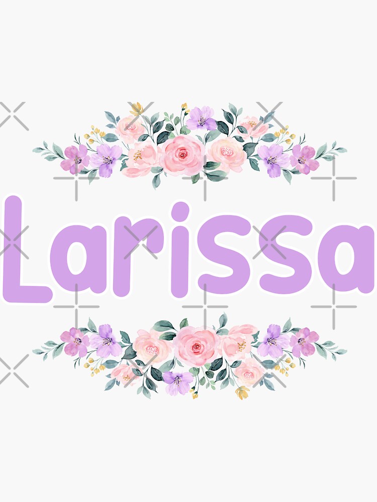 "Purple Flower Larissa Name Label (Black)" Sticker for Sale by ...