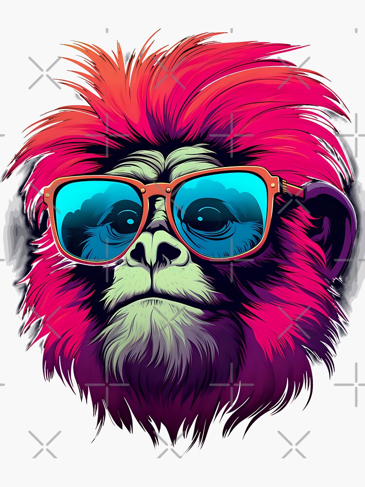 "Gibbon with sunglasses" Sticker by DerSenat | Redbubble
