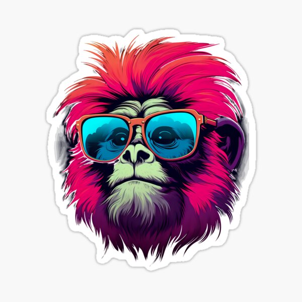 "Gibbon with sunglasses" Sticker by DerSenat | Redbubble