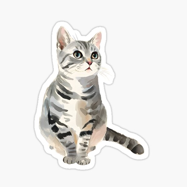 "Grey Tabby Kitty" Sticker for Sale by xiao xuans | Redbubble