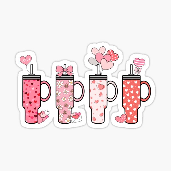 "Cute water cups" Sticker for Sale by ArtemisDesignss | Redbubble