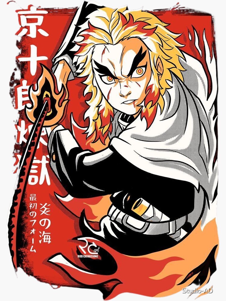 "flame hashira rengoku" Sticker for Sale by Studio-AD | Redbubble