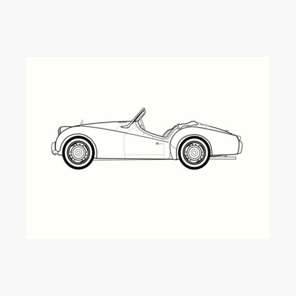 "Triumph TR3 Classic Car Outline Artwork" Art Print for Sale by ...