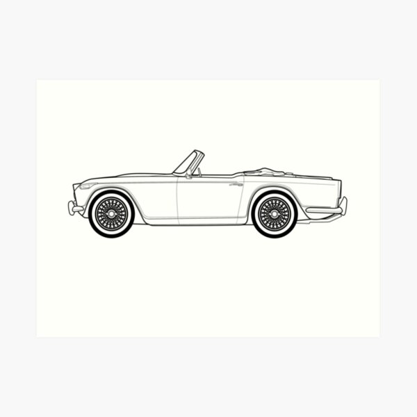"Triumph TR4A Classic Car Outline Artwork" Art Print for Sale by ...
