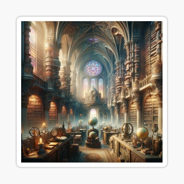 "Ancient Mystical Library Art" Sticker for Sale by BestArtByArvind ...