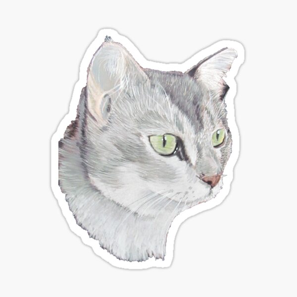 "grey cat" Sticker for Sale by Joelleguillaume | Redbubble