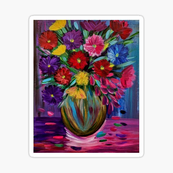 "Beautiful and colorful abstract flowers in a vase" Sticker for Sale by ...