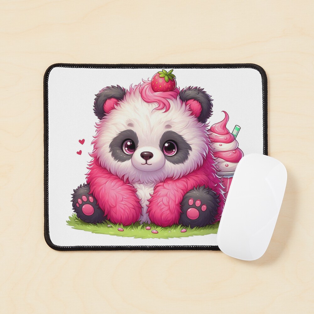 "Cute Little Panda with Strawberry" Sticker for Sale by Delidream ...