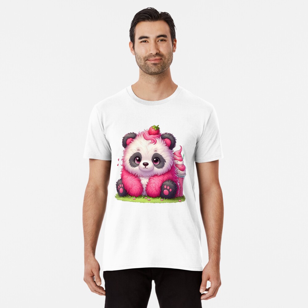 "Cute Little Panda with Strawberry" Sticker for Sale by Delidream ...