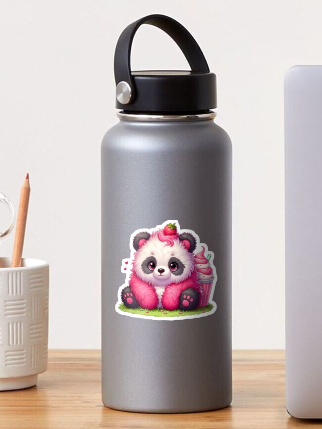 "Cute Little Panda with Strawberry" Sticker for Sale by Delidream ...