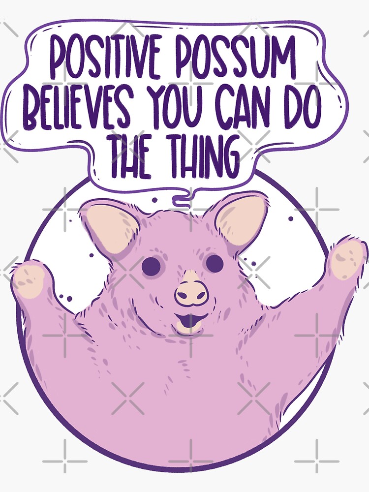 "Positive possum believes you can do the thing" Sticker for Sale by ...