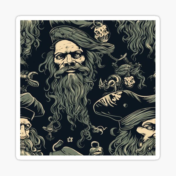 "Blackbeard, legendary pirate" Sticker by MidArtForge | Redbubble